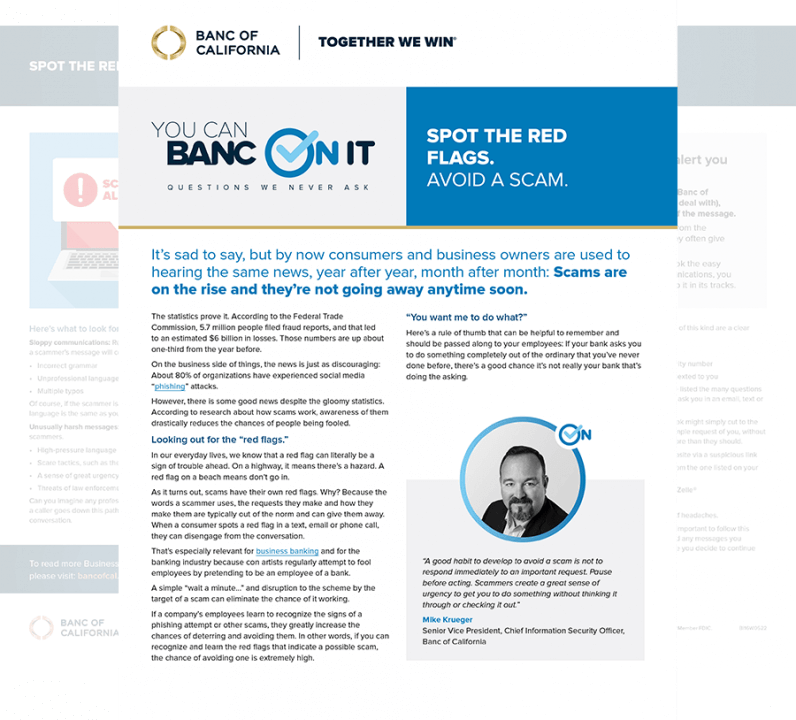 Business Banking Insights | Red Flags of Scams
