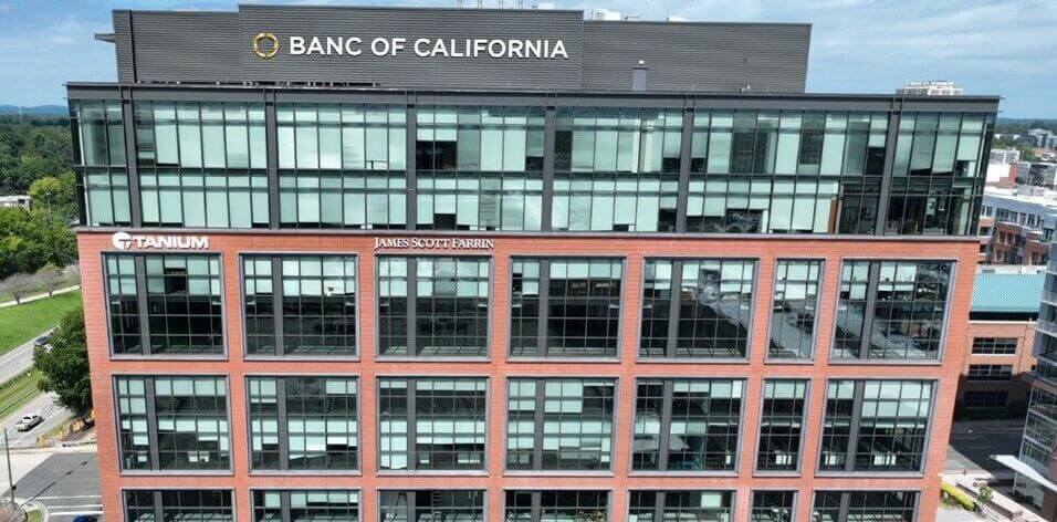Banc of California Adds Rooftop Signage to Downtown Durham Office